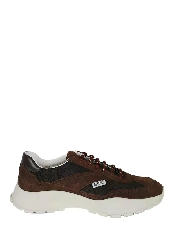 Prada Mesh Fabric And Suede Sneakers - Brown