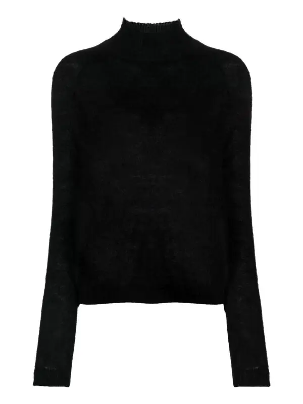 Alberta Ferretti Brushed-effect High-neck Jumper - Black
