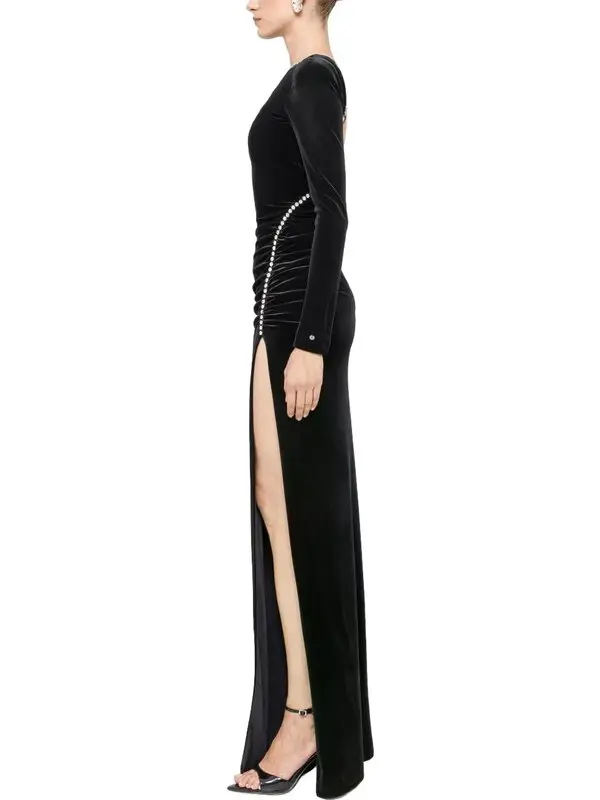 NISSA Crystal-embellished Ruched Dress - Black