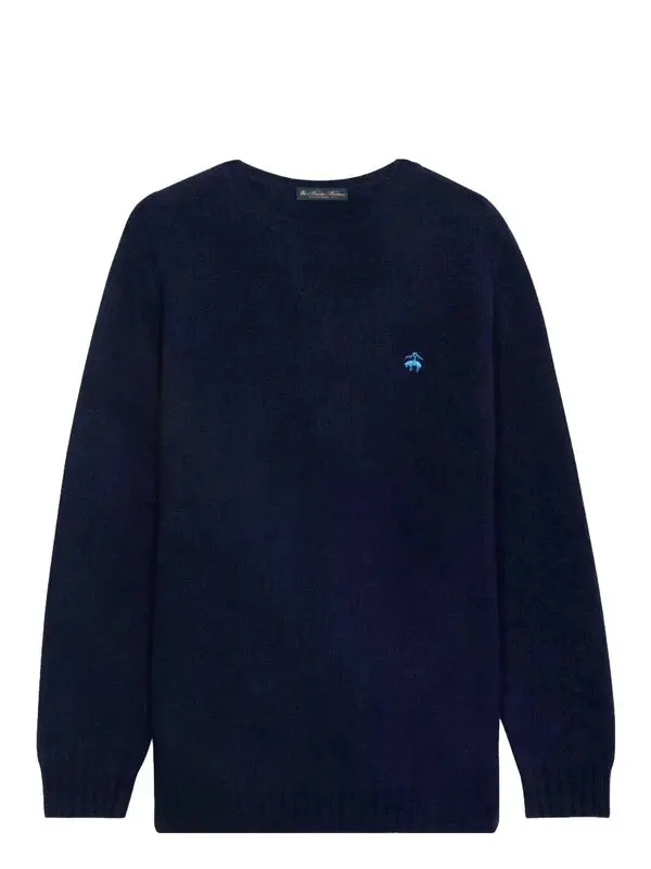 Brooks Brothers Logo-embroidered Wool Sweater - Blue