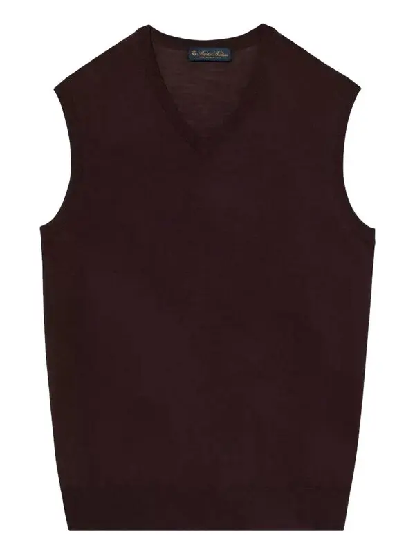 Brooks Brothers V-neck Sleeveless Sweater Vest - Brown