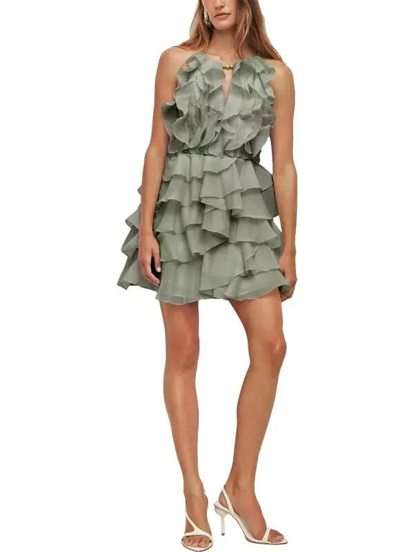 Aje Cleo Ruffled Mini Dress - Green
