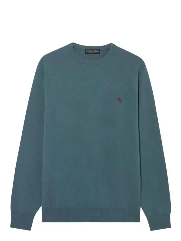 Brooks Brothers Logo-embroidered Wool Sweater - Blue