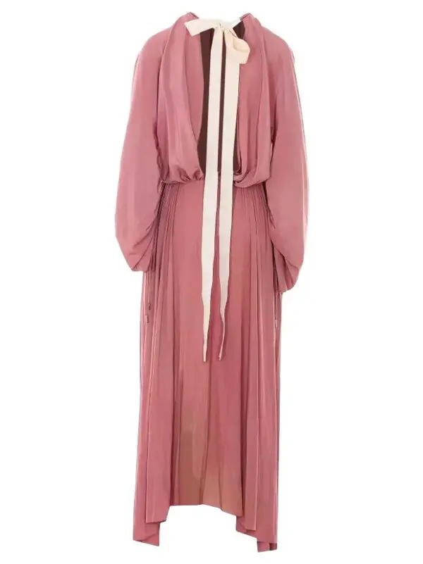 LANVIN Gathered Open-back Asymmetric Dress - Pink