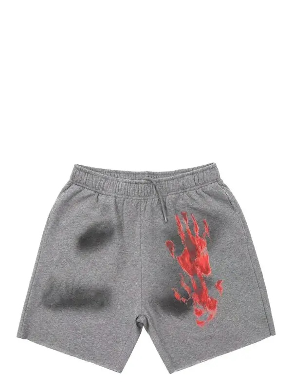 WARMAN Hand-print Raw-cut Shorts - Grey