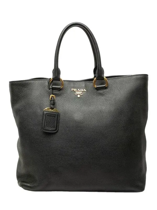 Prada 2010-2026 Vitello Phenix Convertible Shopping Tote Satchel - Black