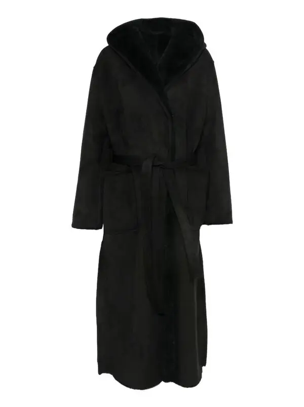 Marina Rinaldi Hooded Belted Coat - Blue
