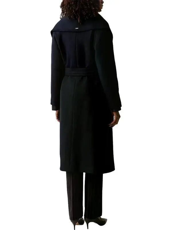 TWINSET Belted Shawl-collar Coat - Blue