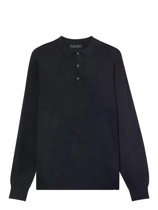 Brooks Brothers Merino Wool Knit Polo Sweater - Grey