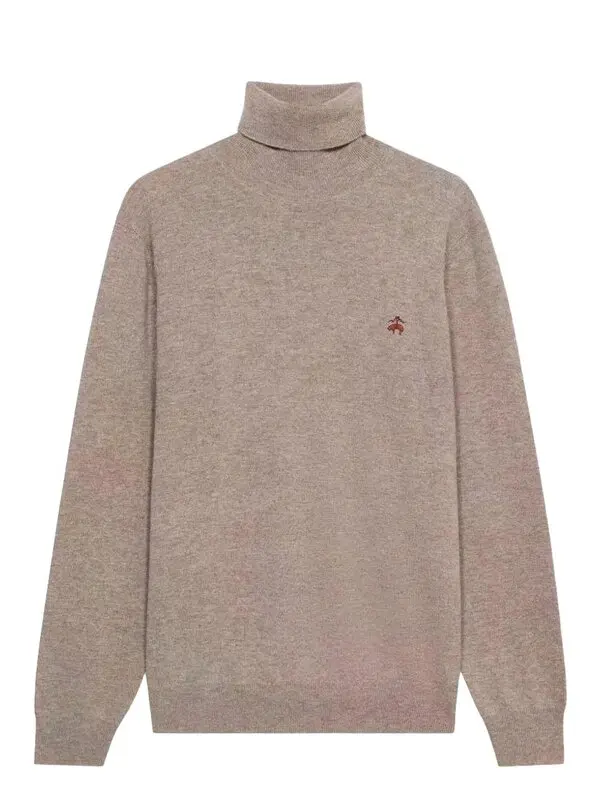 Brooks Brothers Lambswool Logo-embroidered Sweater - Neutrals