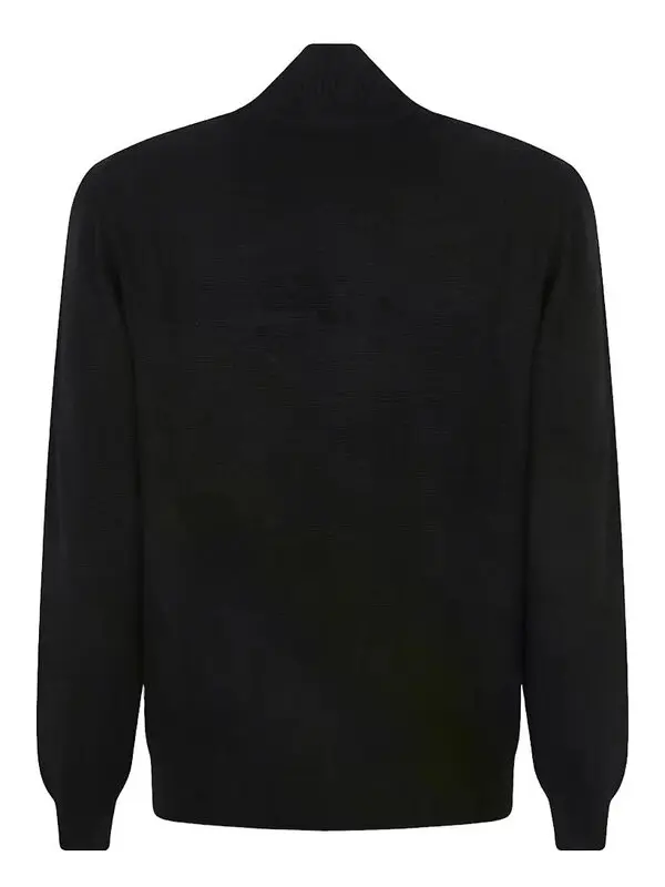 CRUCIANI High-neck Buttoned Knit Cardigan - Black