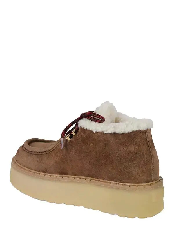 Prada Shearling Lined Suede Booties - Brown