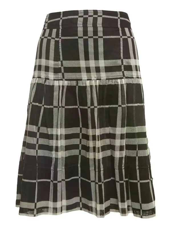 Burberry House-check Pleated Midi Skirt - Black