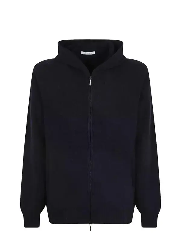 CRUCIANI Zip-up Knitted Hoodie - Blue