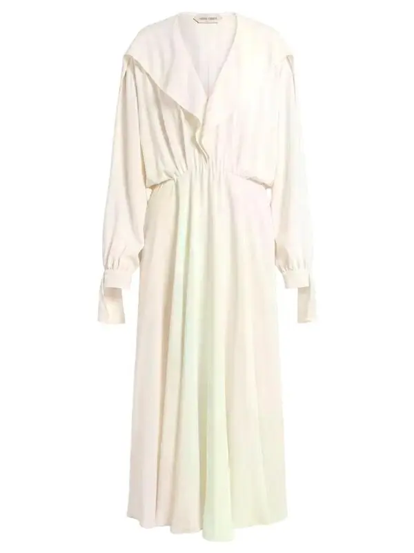 Alberta Ferretti Ruffled-collar Belted Midi Dress - Neutrals