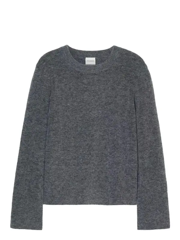 Closed Crew-neck Long-sleeve Sweater - Grey