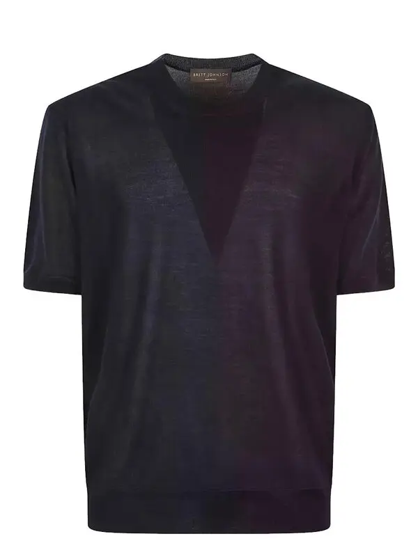 BRETT JOHNSON Knitted Panelled T-shirt - Blue