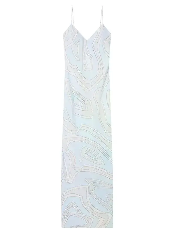 Emilio Pucci Labirinto-print Crêpe De Chine Dress - Blue