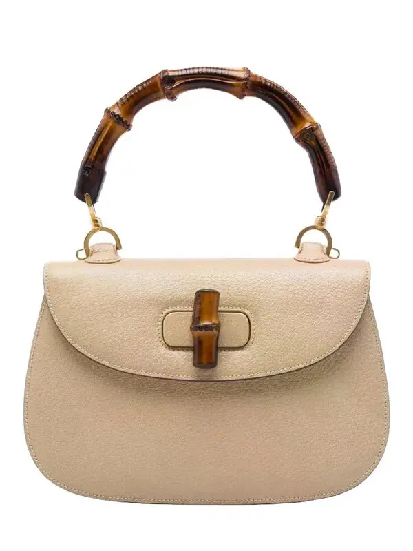 Gucci 20th Century Grained Calfskin Bamboo Night Satchel - Neutrals