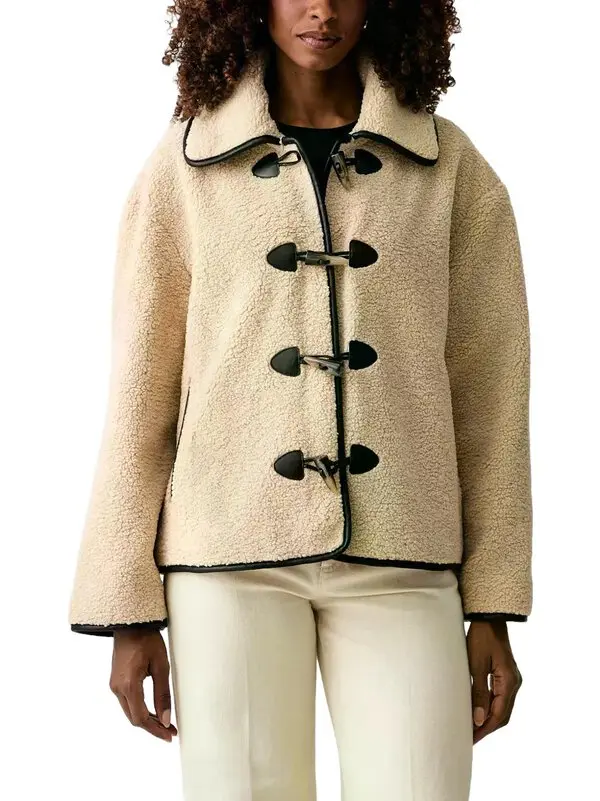 TWINSET Faux-fur Caban Coat With Frog Fasteners - Neutrals