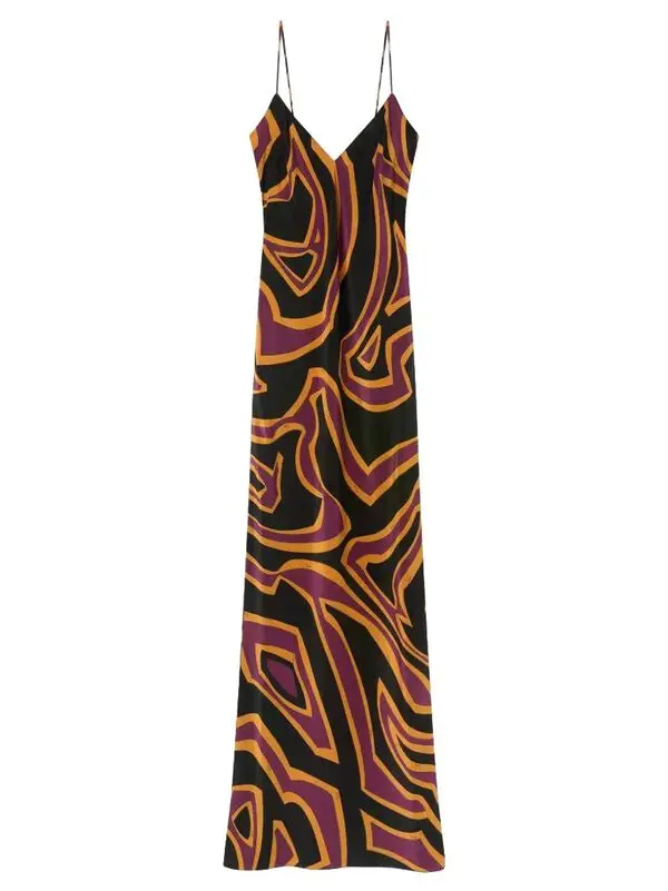 Emilio Pucci Labirinto-print Crêpe De Chine Maxi Dress - Red