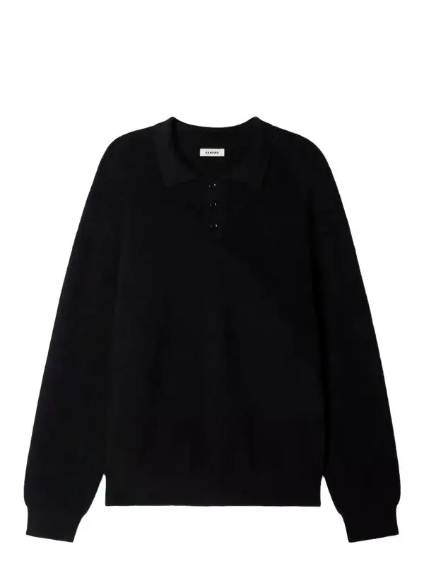 Sandro Ribbed Alpaca Polo Shirt - Black