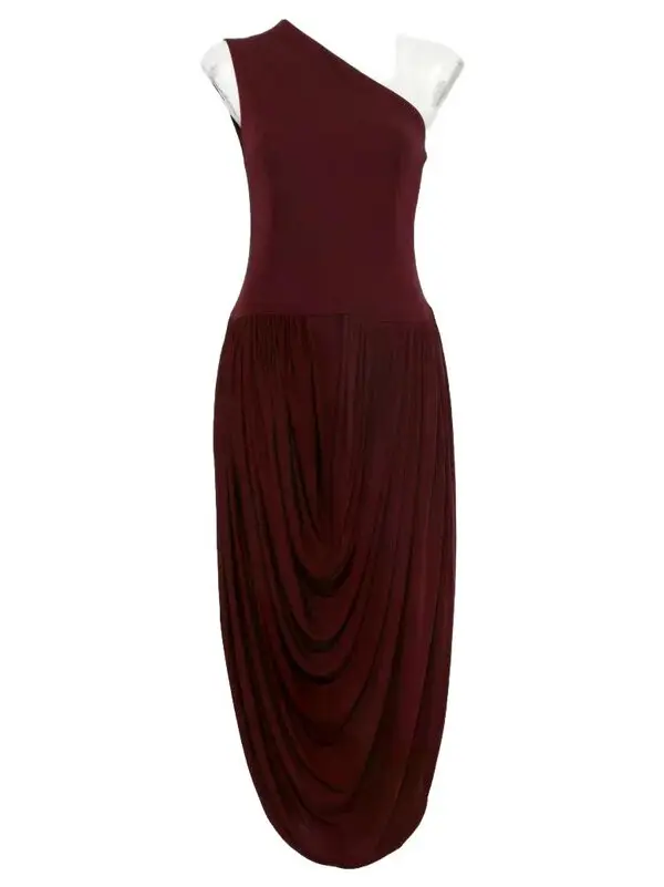 Brandon Maxwell Asymmetri-neck Midi Dress - Red