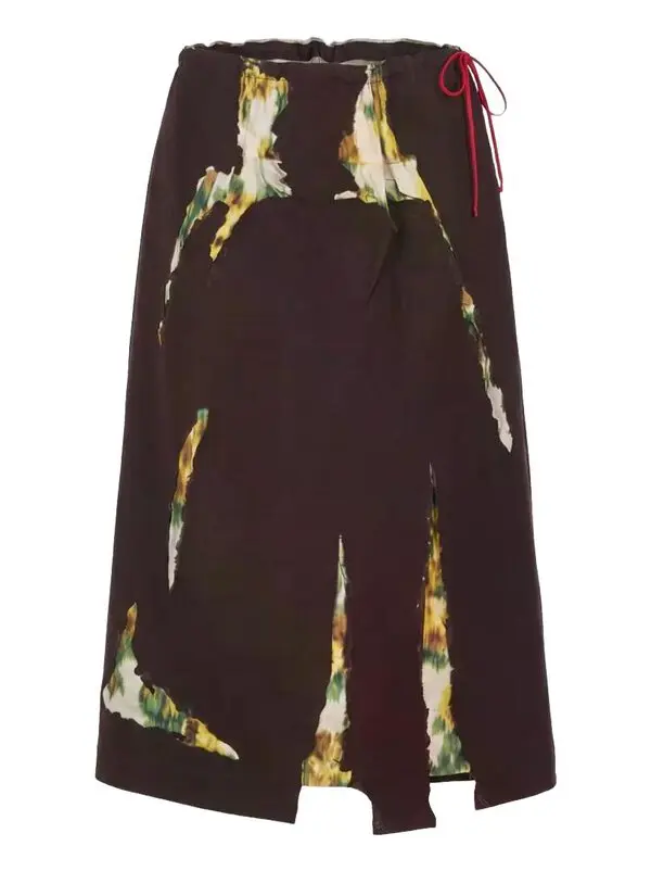 Prada Bonded Gabardine Skirt With Devoré Effect - Brown