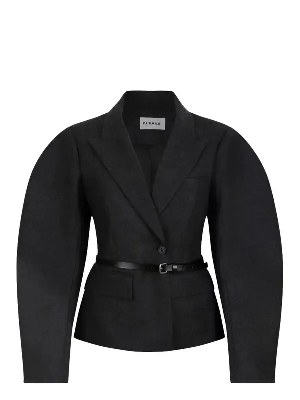 P.a.r.o.s.h Belted Puff-sleeve Blazer - Grey