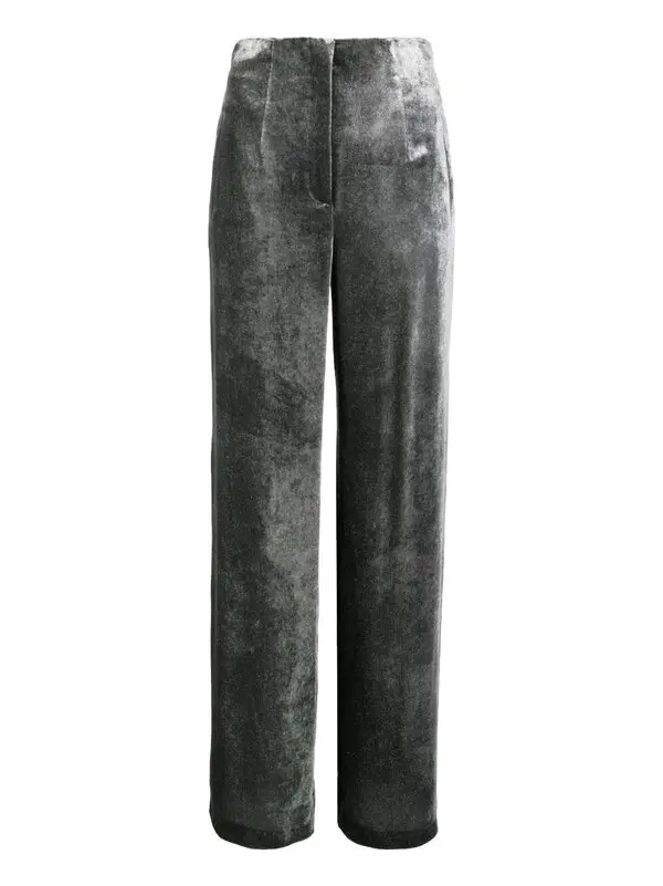 Alberta Ferretti High-waisted Velvet Trousers - Grey