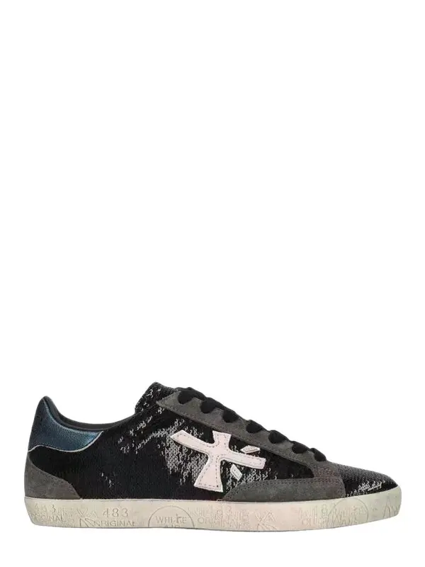 Premiata Steven Sequin-embellished Sneakers - Black