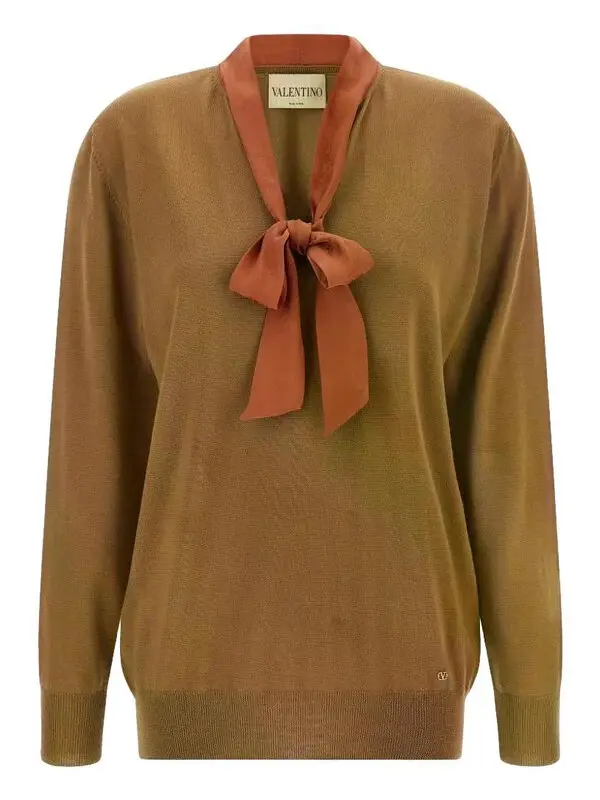 Valentino Garavani Lavallière Floral-jacquard Sweater - Brown