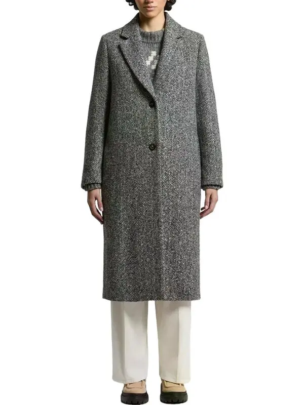 Peserico Herringbone-pattern Notched-lapels Coat - Grey