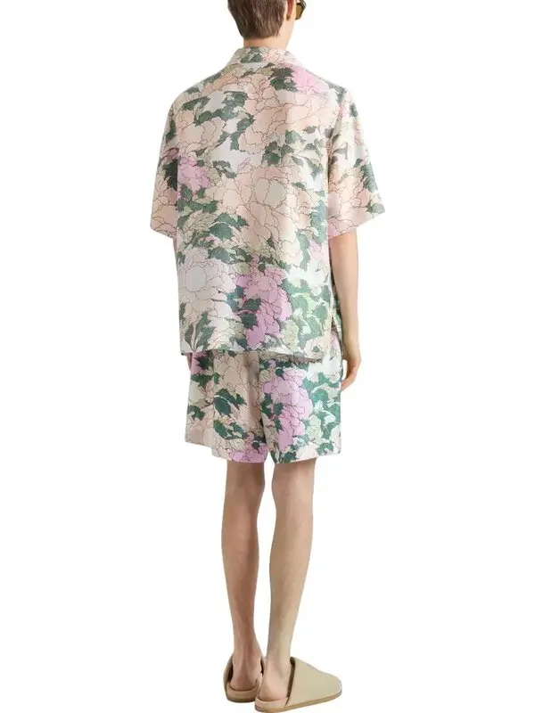 Givenchy Bermuda Shorts In Silk With Pastel Flowers Print - Neutrals