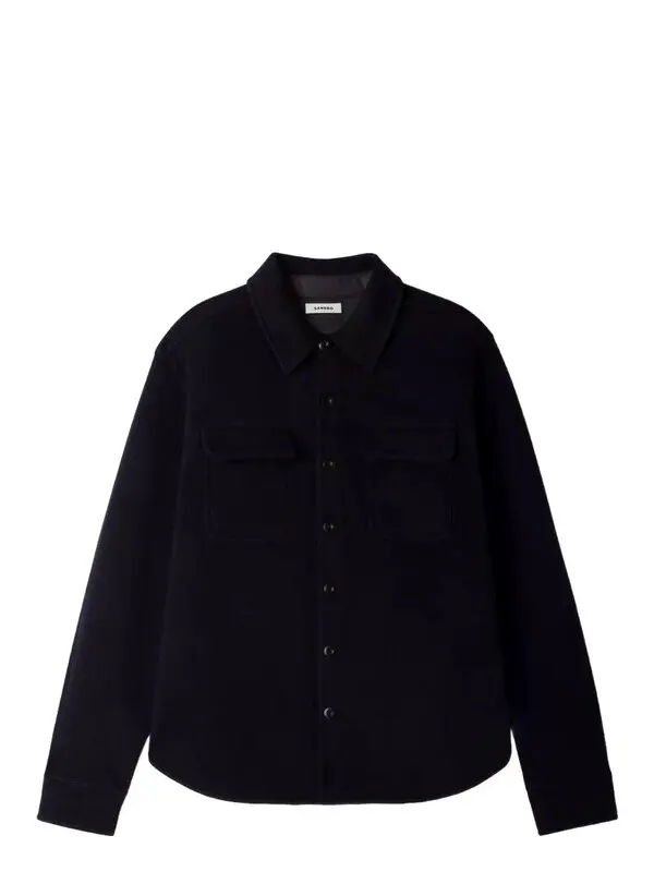Sandro Boiled Wool Overshirt - Blue