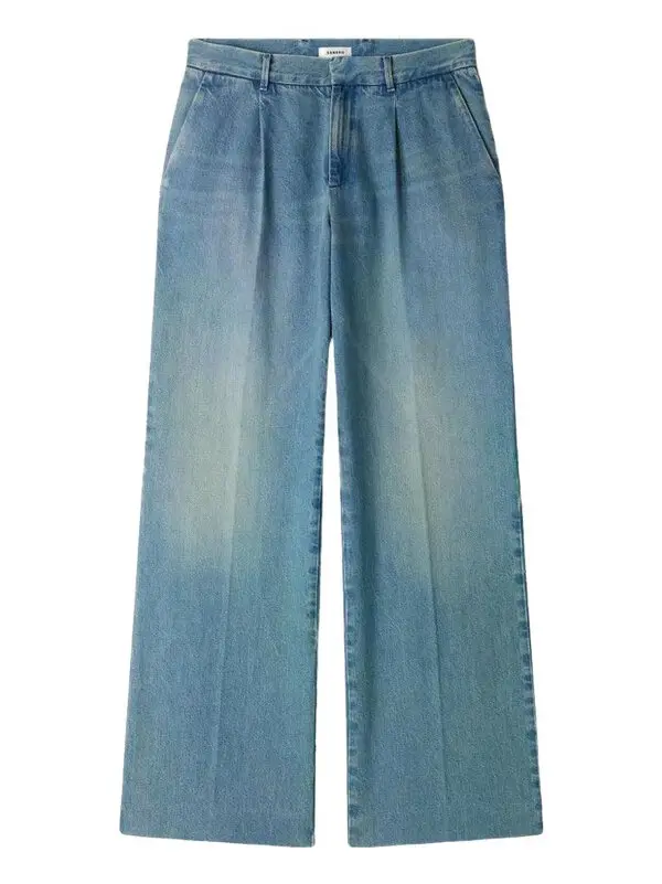 Sandro Wide-leg Faded-effect Jeans - Blue