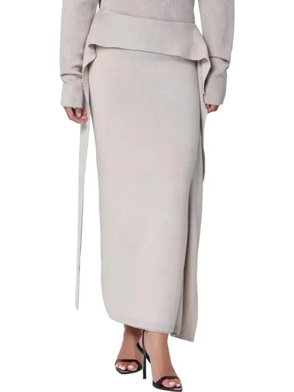ENTIRE STUDIOS Draped Ribbed-knit Maxi Skirt - Neutrals