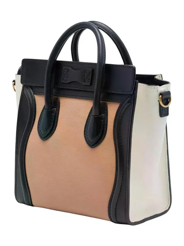 Celine 2013 Nano Tricolor Leather Luggage Tote Satchel - Brown