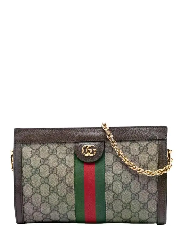 Gucci 2016-2026 Small Gg Supreme Web Ophidia Chain Crossbody Bag - Neutrals