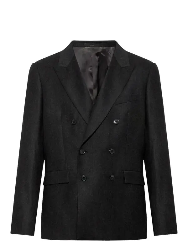 Paul Smith Charcoal Wool-cashmere Flannel Double-breasted Blazer - Grey
