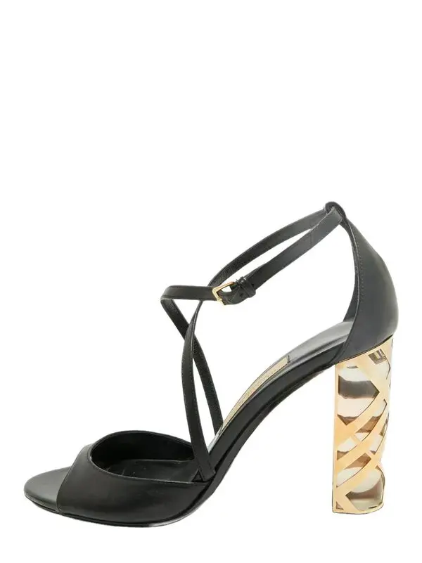Burberry Ankle-strap Block-heel Sandals - Black
