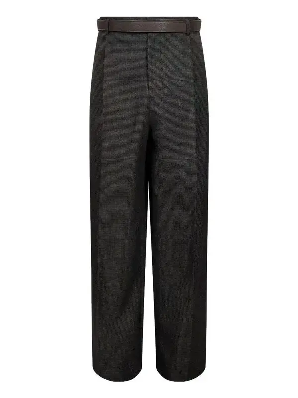 DARKPARK Davide Pleated Pied De Poule Trousers - Grey