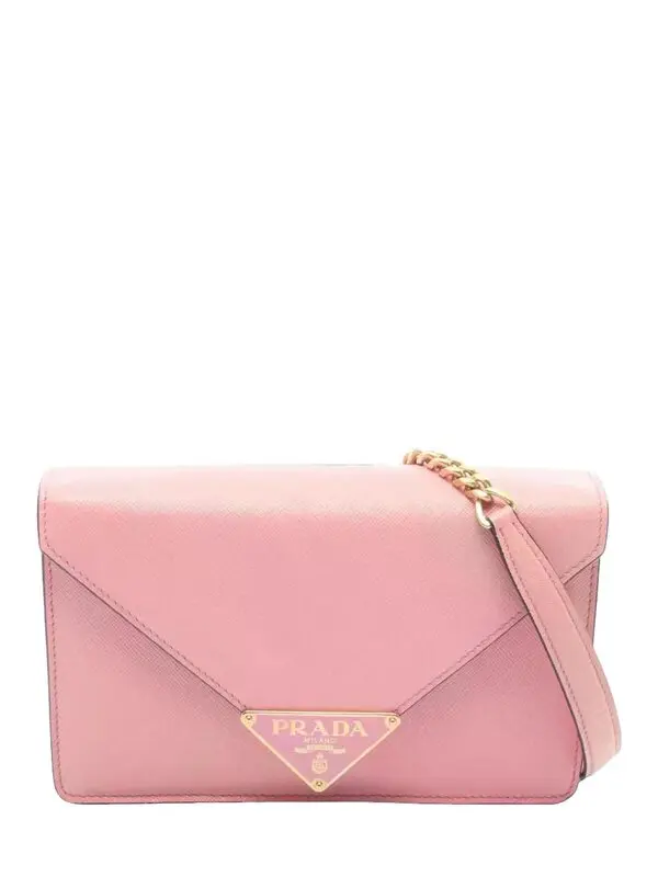 Prada 2020s Logo-plaque Chain Shoulder Bag - Pink
