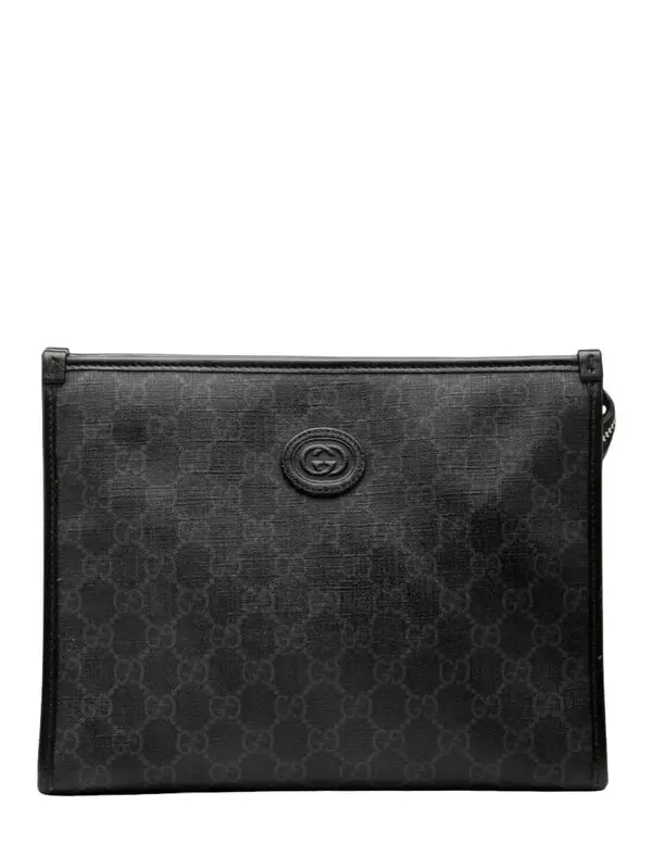 Gucci 2016-2026 Gg Supreme Retro Interlocking G Clutch Bag - Black