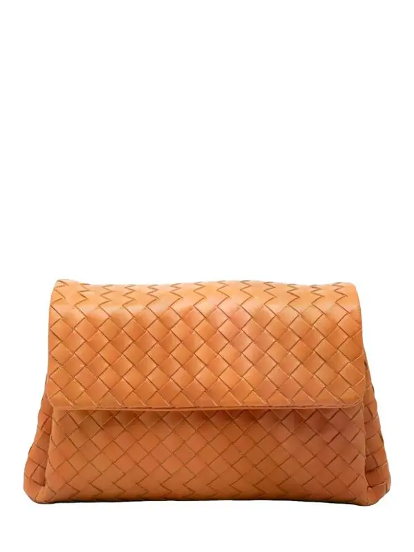 Bottega Veneta 2012-2026 Nappa Intrecciato Flap Clutch Bag - Brown