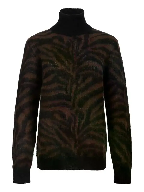 P.a.r.o.s.h Zebra-pattern Roll-neck Sweater - Brown