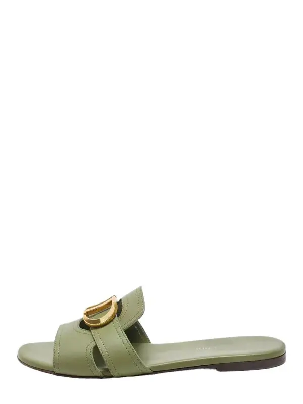 Dior 30 Montaigne Leather Flat Sandals - Green