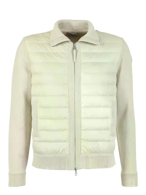 Moncler Quilted-panel Zip-up Jacket - Neutrals