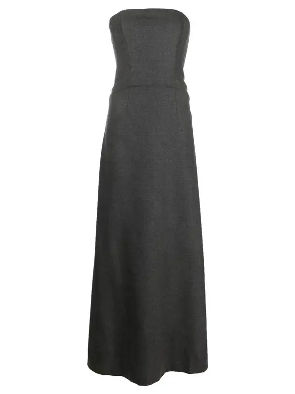 Alberta Ferretti Bustier Flannel Maxi Dress - Grey