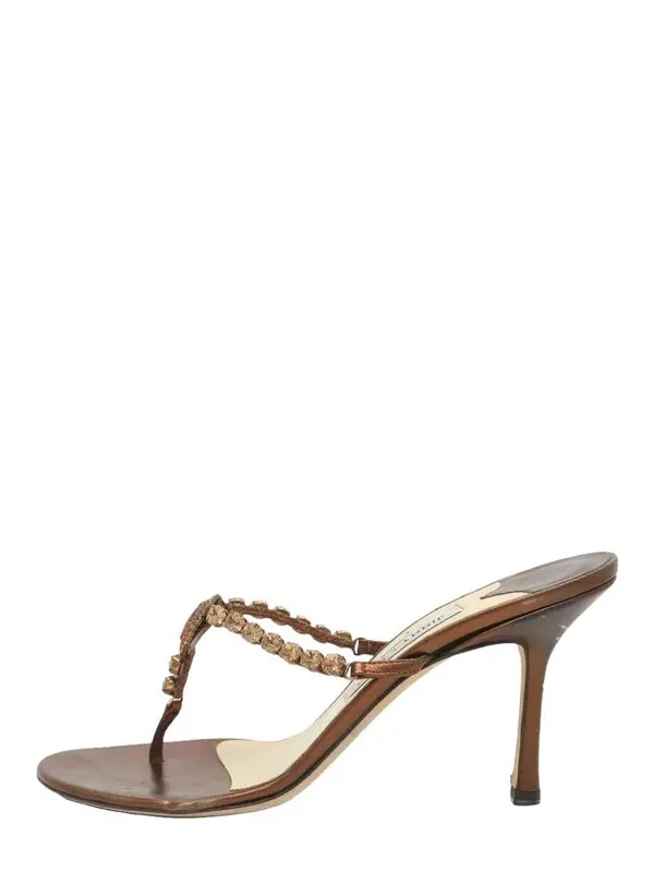 JIMMY CHOO Crystal-embellished Thong Sandals - Brown